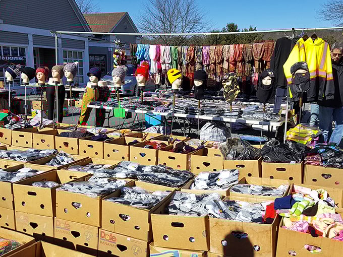 Bargain boxes as far as the eye can see! This vendor at Pocono Bazaar organizes merchandise by price, making treasure hunting even more efficient.