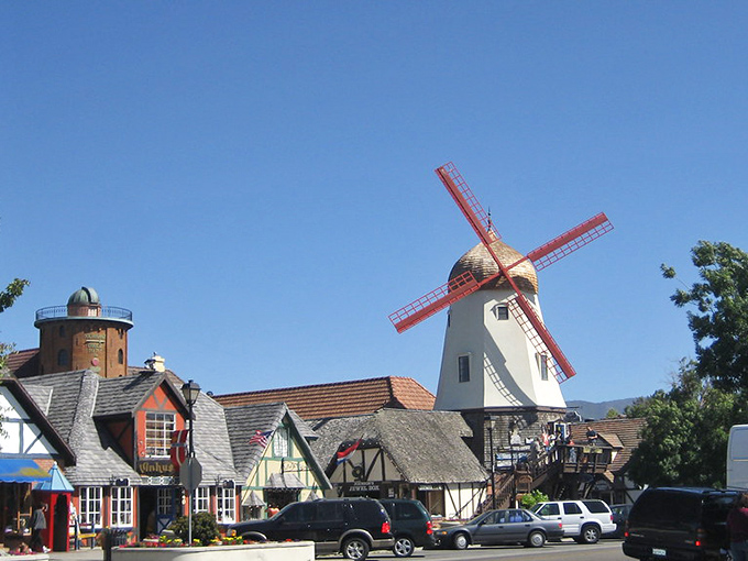 Solvang's windmills and Danish architecture make you question your GPS. Did we just teleport to Copenhagen? The pastries say yes!