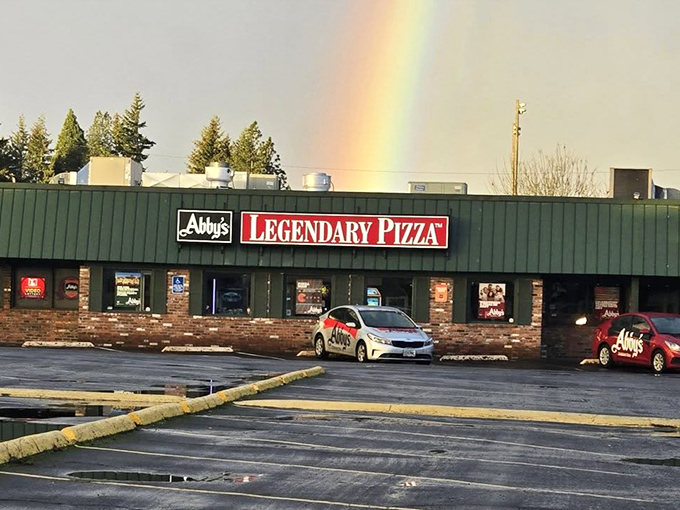 Sometimes nature itself endorses Abby's with a rainbow&mdash;as if we needed another sign that legendary pizza awaits inside.
