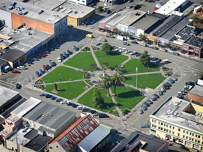 The town square in Arcata offers free entertainment year-round – proving the best things in retirement really can be free.