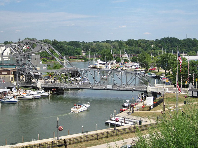 Ashtabula's lift bridge stands sentinel over waters that have witnessed centuries of commerce. Like finding a vintage watch that still keeps perfect time.