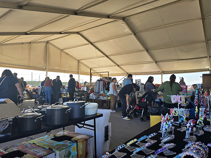 Under the big Texas sky, vendors arrange their treasures while early birds get the best deals at this Austin institution.