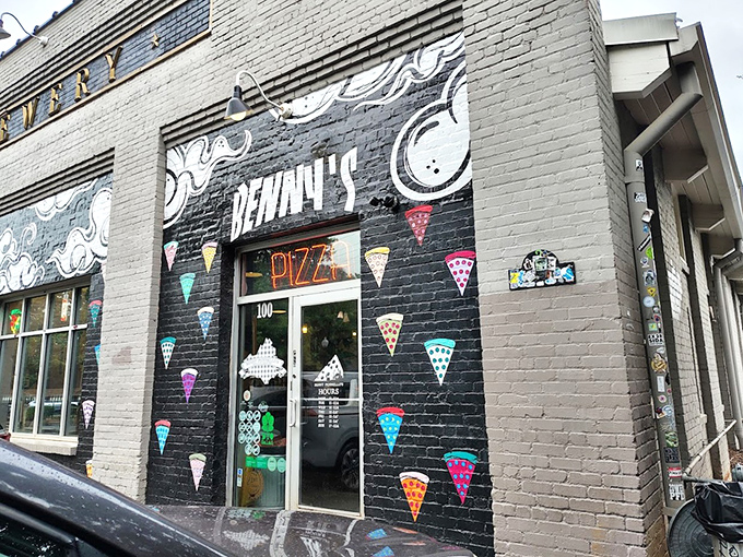 Urban pizza with artistic flair. The kind of storefront that says "we're serious about pizza, but not serious about much else."