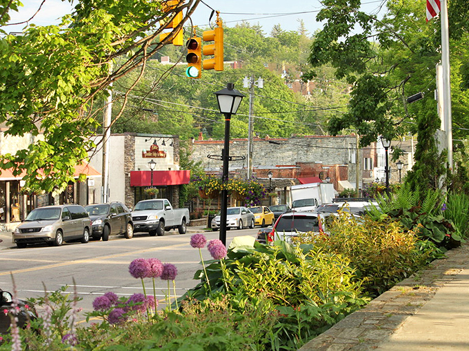 The Blue Ridge Mountains create a perfect backdrop for Blowing Rock, where even the traffic lights seem to move at vacation pace.