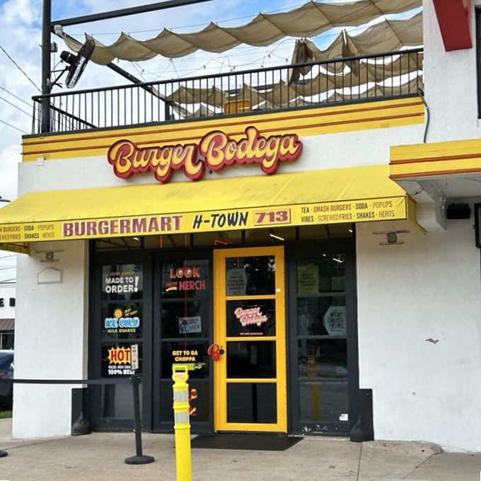 The bright yellow door and bold signage make Burger Bodega impossible to miss &ndash; like a delicious exclamation point on Washington Avenue.