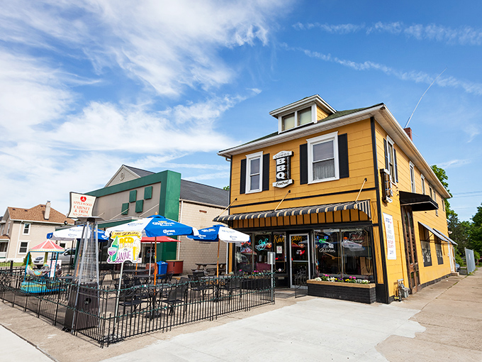 That cheerful yellow exterior at Combs isn't just for show &ndash; it matches the sunny disposition you'll have after eating here.