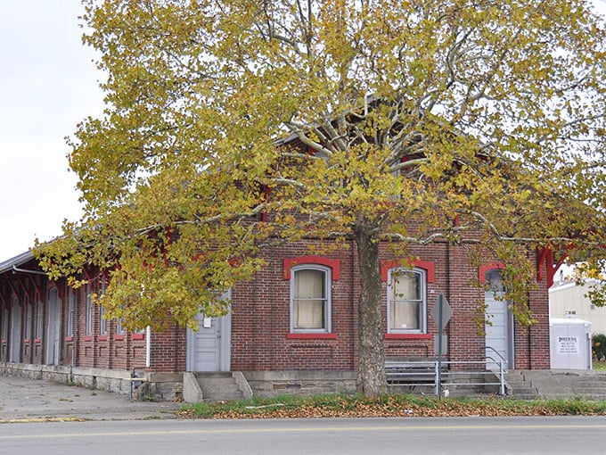 This historic brick building in Coshocton stands as a testament to the town's rich past, now serving new generations of visitors.