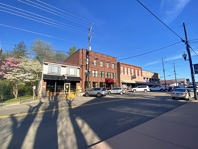 Sidewalk serenity in Dandridge, where brick buildings stand sentinel over outdoor caf&eacute;s that practically whisper, 'Your afternoon has no agenda here, and that's exactly the point.'