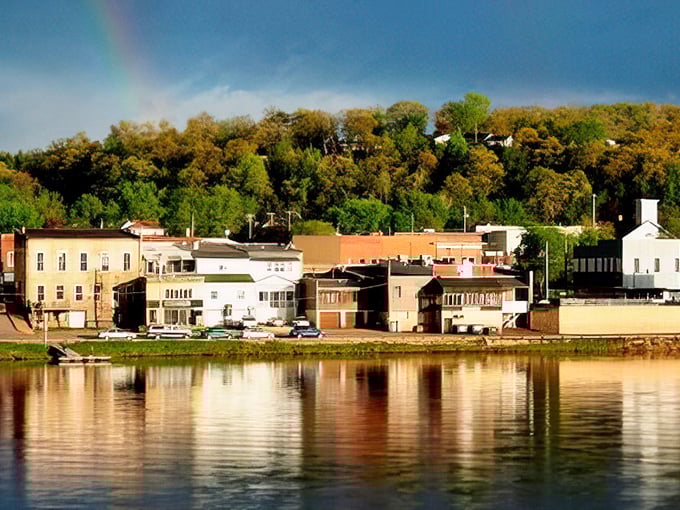 Durand on the water? Now that's a view! With a rainbow, it's practically a painting. Pure bliss, Wisconsin style!