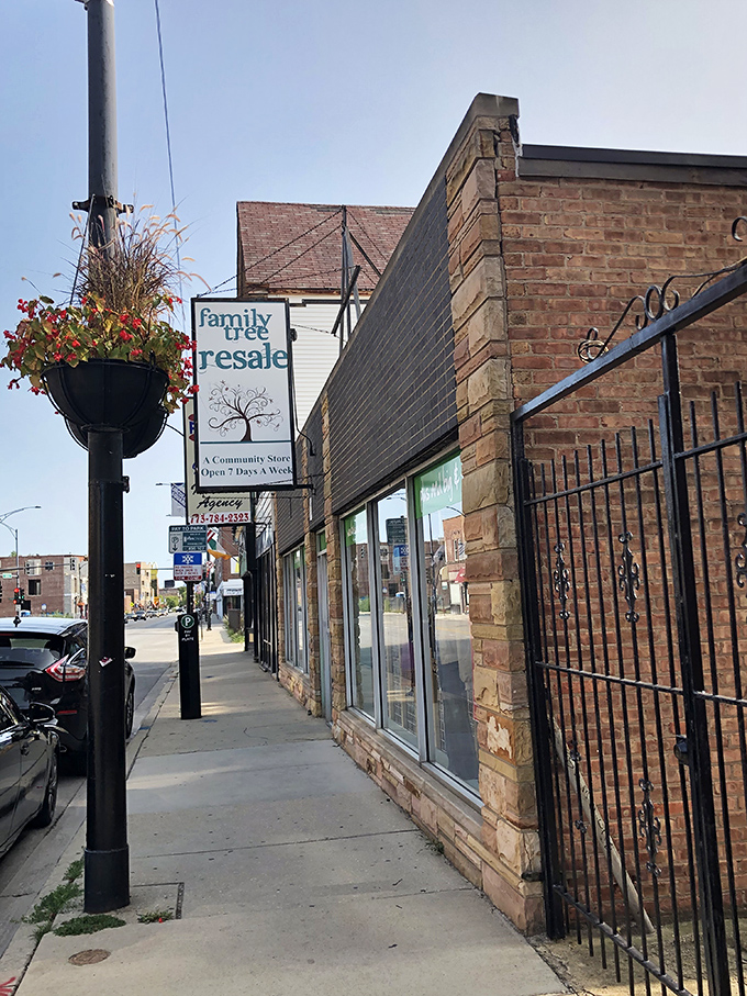 Family Tree's welcoming sign hangs like a friendly neighbor's wave. This community hub turns one person's castoffs into another's discoveries.