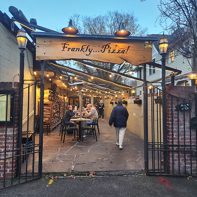 The magical outdoor dining area at Frankly&hellip;Pizza! where every table feels like you've discovered a secret garden of pizza delights. 