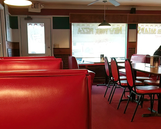 Red vinyl booths and wood paneling &ndash; Frank's isn't trying to be trendy, just delicious. Mission accomplished!