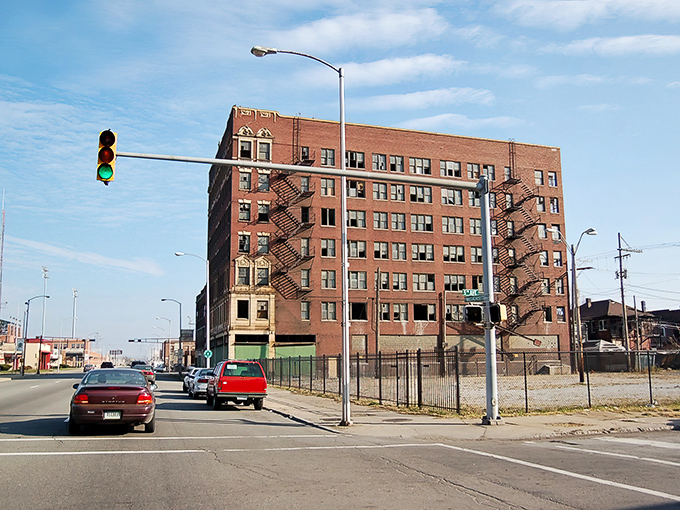 Brick buildings stand tall as monuments to the hands that built America's heartland one day.