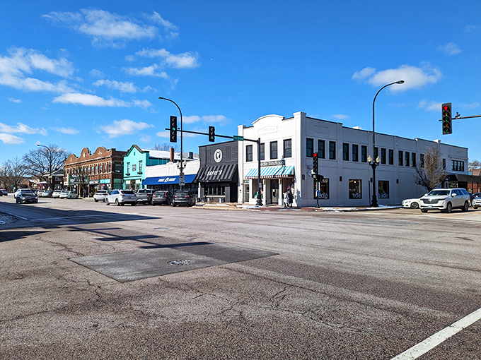 Downtown Geneva looks like it was designed by someone who believed shopping should happen on streets with actual character.