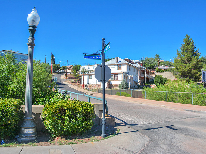 Historic brick buildings line Globe's main street, where small-town Arizona shows its timeless appeal.