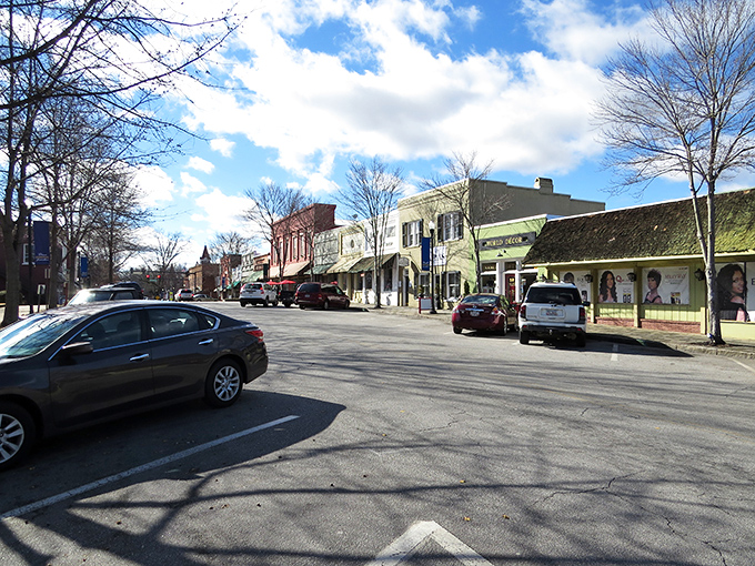 The brick storefronts of Greensboro create a warm palette that no Instagram filter could ever improve upon.