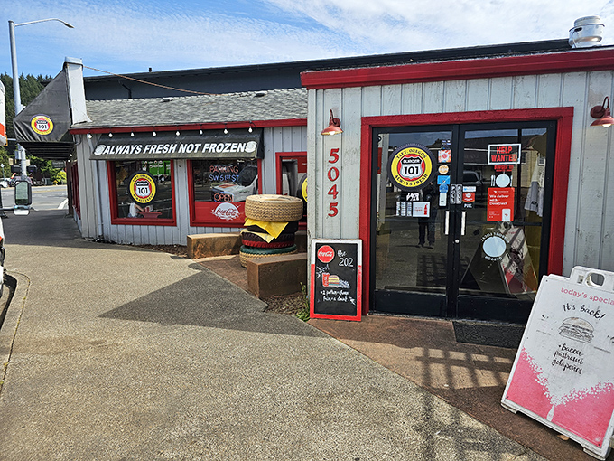 Those tractor tires outside HWY 101 Burger aren't just quirky decor&mdash;they're a warning you'll need heavy equipment to roll out after eating.