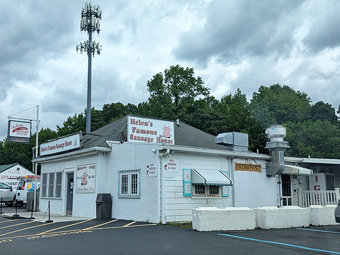 The white cinderblock fortress of Helen's Sausage House &ndash; where breakfast legends are born and hunger goes to surrender.