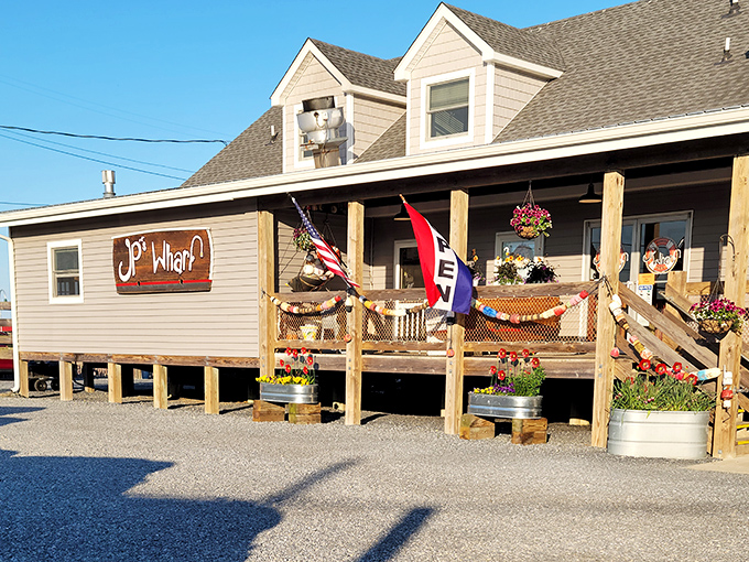 Rustic charm and American flags welcome you to JP's, where the seafood is as authentic as the weathered wood beneath your feet.