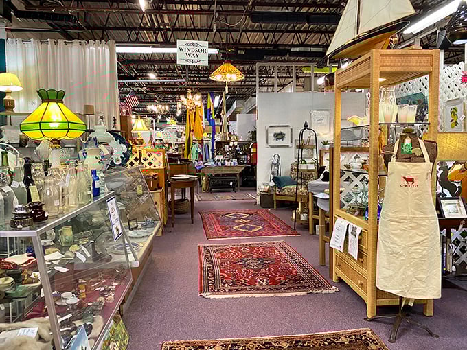 Colorful rugs and glowing lamps create cozy vignettes at Kilmarnock, where every corner feels like a designer's inspiration board.