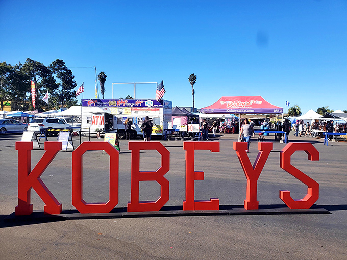 Fashion finds and everyday treasures line the walkways. Kobey's Swap Meet transforms shopping into a weekend social event.