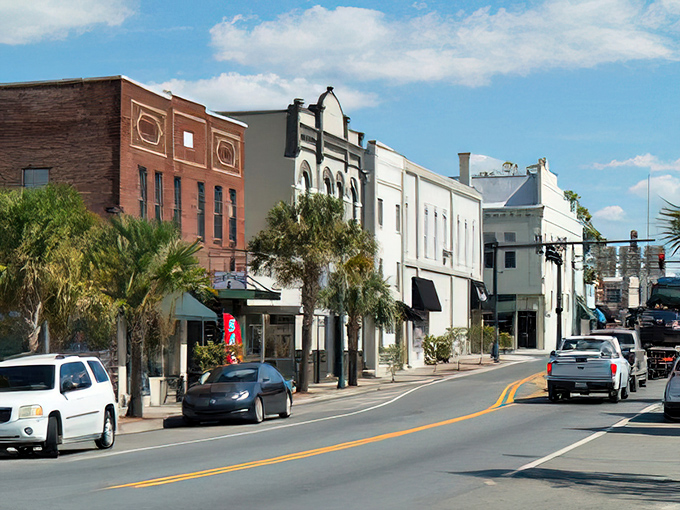 Downtown streets invite leisurely strolls where every storefront tells its own unique story. 