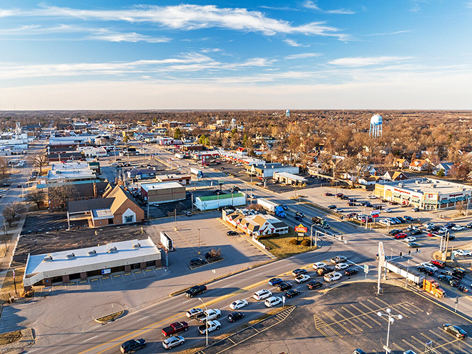 From above, Lebanon reveals its perfect blend of green spaces and practical amenities. The Ozarks' hidden gem sparkles in the sunshine.