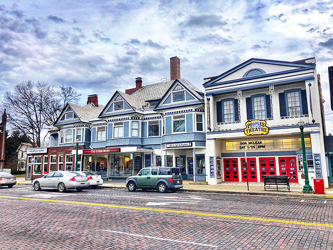 Colorful storefronts in downtown Marietta create a rainbow of shopping opportunities &ndash; each doorway leading to a different treasure.