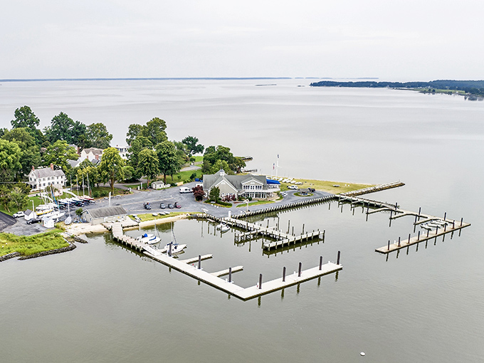 The waterfront homes of Oxford reflect in still waters, creating double the charm in this Chesapeake Bay haven.