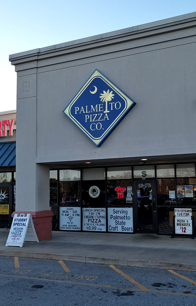 Palmetto Pizza's simple storefront hides in plain sight, but locals know exactly where to find their cheesy fix.