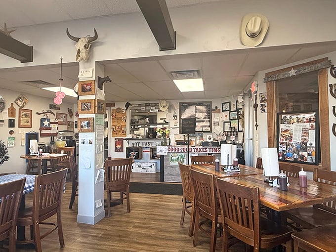 Step inside Peters' Boyz and you're transported to BBQ country – where cow skulls watch over perfectly smoked meats.