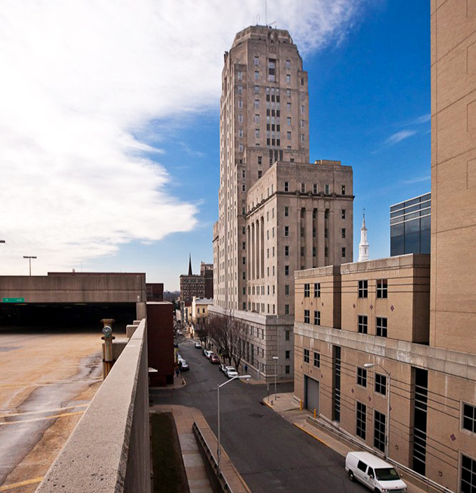 The towering presence of Reading's skyline reminds us that small cities can cast long shadows of history.
