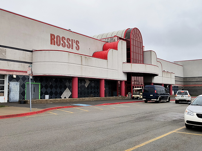 Retro charm meets modern bargains! Rossi's distinctive red and white architecture houses hundreds of vendors selling everything imaginable.