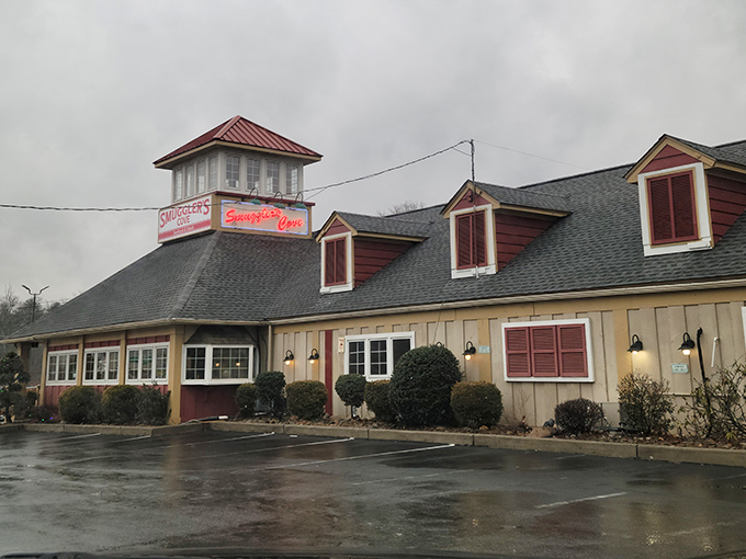 Even on a rainy day, Smuggler's Cove's striped awning promises sunshine in seafood form.