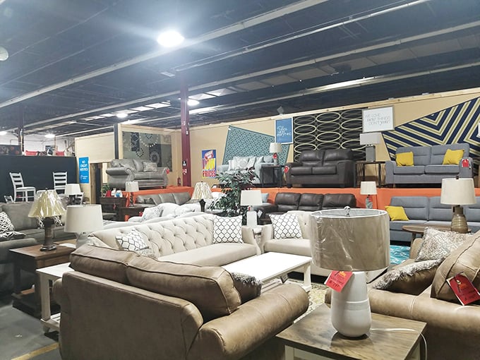 Elegant furniture displays show the upscale side of flea market finds &ndash; champagne taste on a root beer budget!