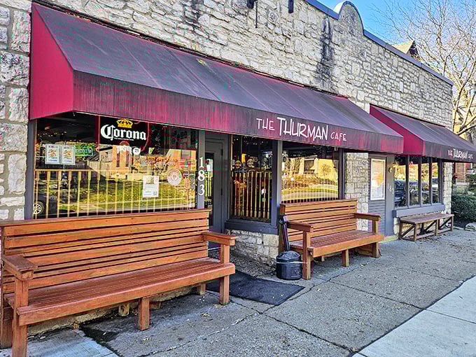 Those wooden benches outside aren't just for sitting &ndash; they're for recovering after tackling Thurman's legendary burger mountains.