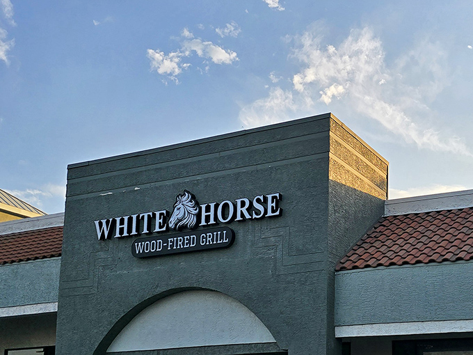 That bold White Horse logo isn't just branding&mdash;it's a beacon guiding hungry travelers to wood-fired perfection.