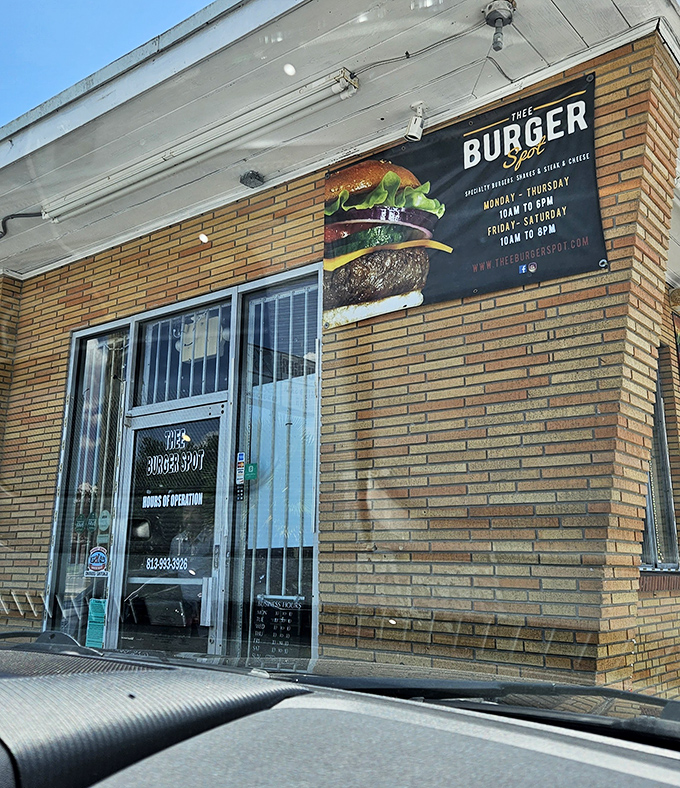 A closer look at Thee Burger Spot's entrance reveals its no-nonsense approach. Great burgers don't need fancy packaging!
