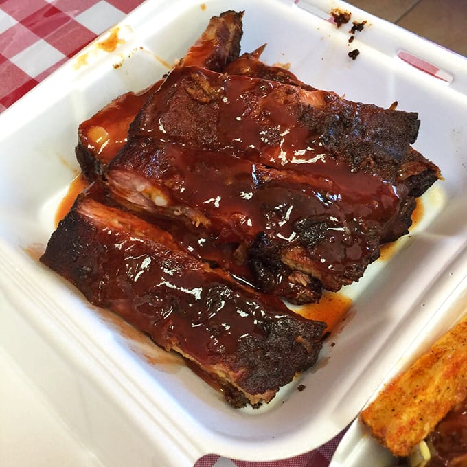 These ribs have clearly been introduced to sauce, and folks, it's a relationship that's working out beautifully for everyone involved.