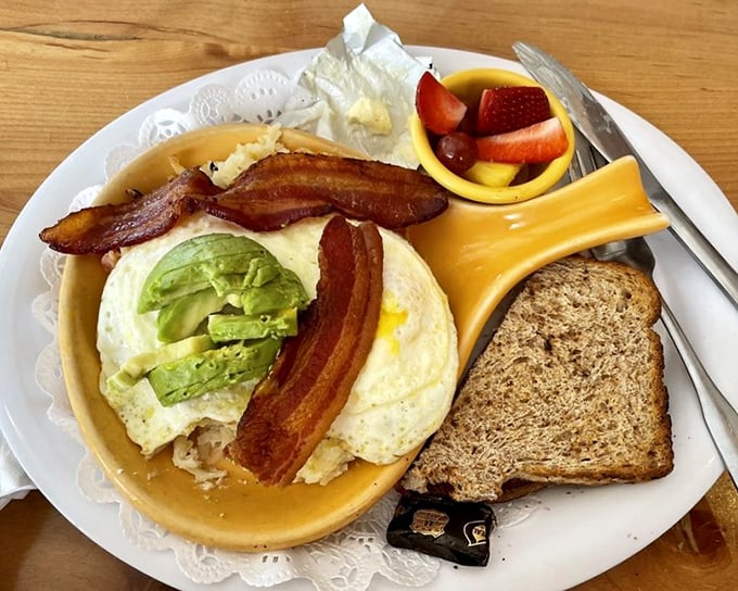 The Bacon Avocado Skillet &ndash; where crispy potatoes meet creamy avocado in a breakfast romance hotter than a Florida summer afternoon.