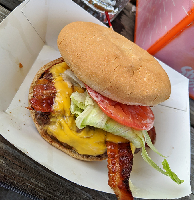 Behold the bacon cheeseburger in its natural habitat&mdash;simple, unpretentious, and absolutely magnificent. No filter needed for this beauty.