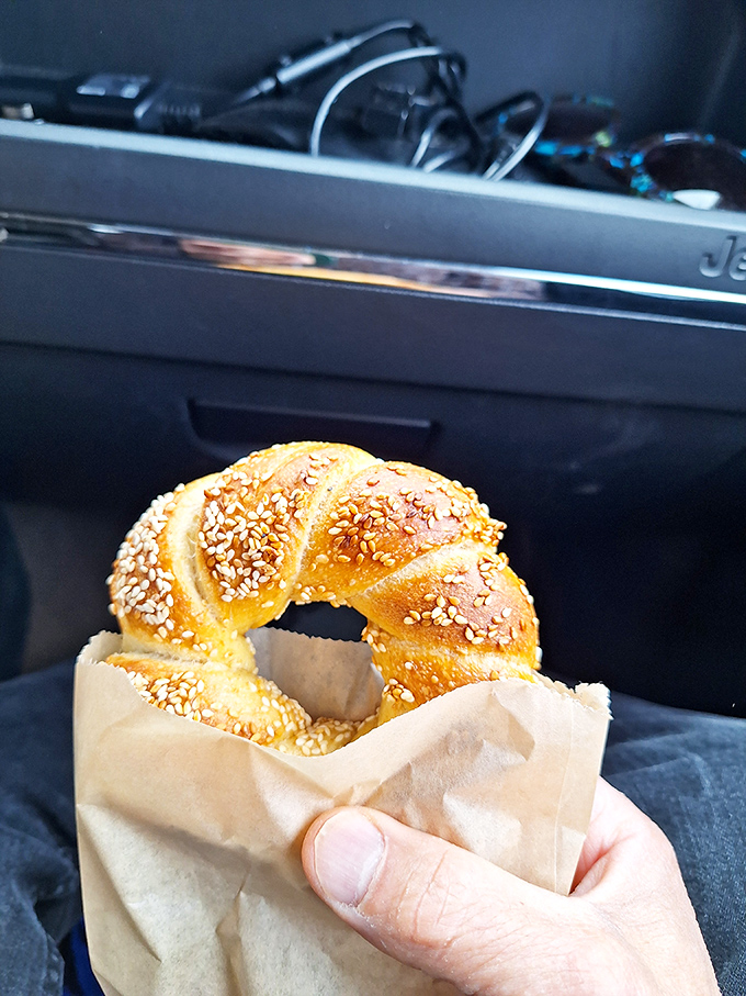 That pretzel-topped bagel is having an identity crisis, but we're here for the delicious confusion.