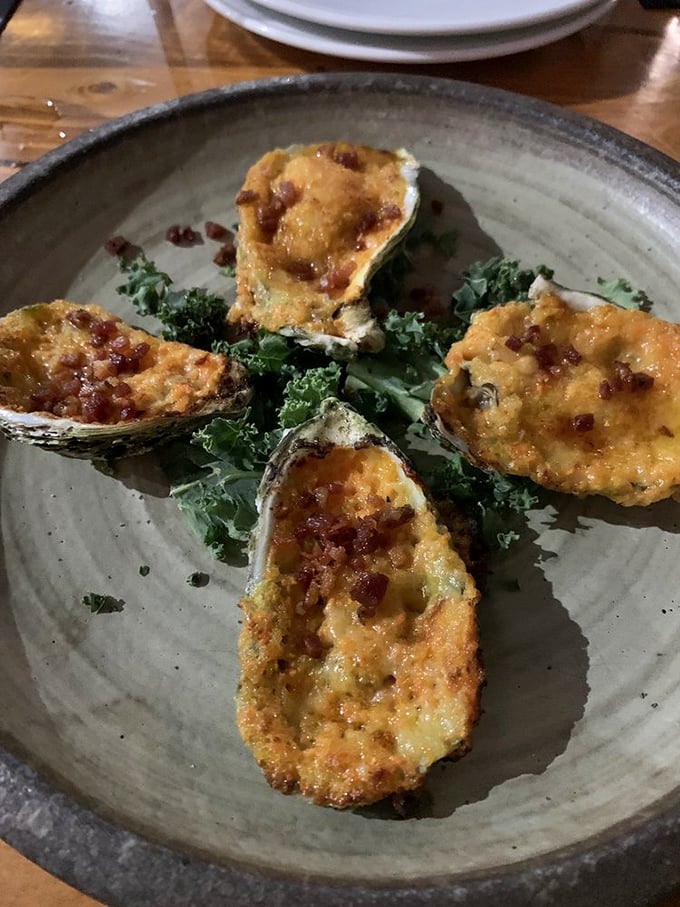 Baked oysters with bacon&mdash;because sometimes the ocean and the farm need to have a little rendezvous on your plate.