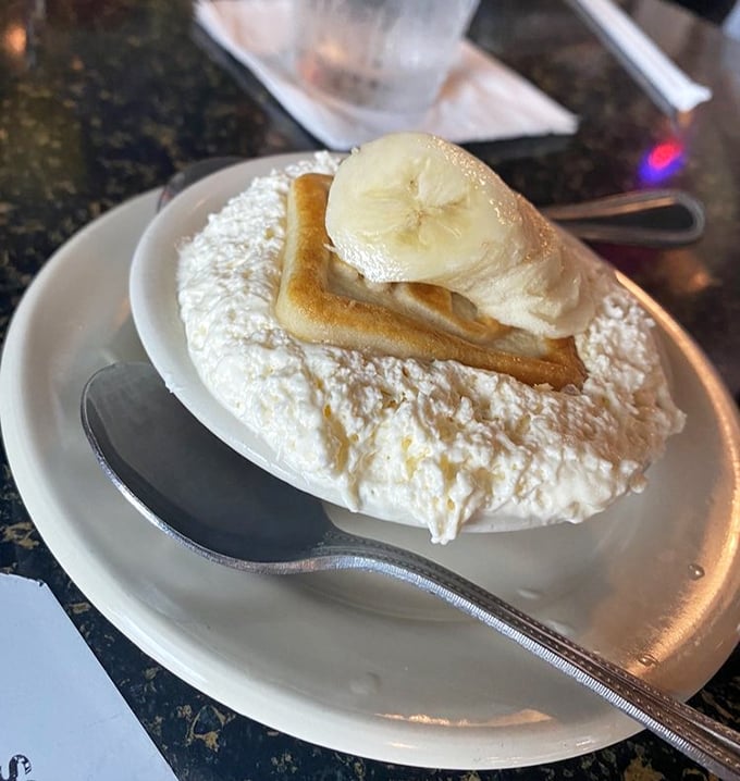 Banana pudding that makes you question why you ever wasted stomach space on lesser desserts. That banana slice is basically a health food, right?
