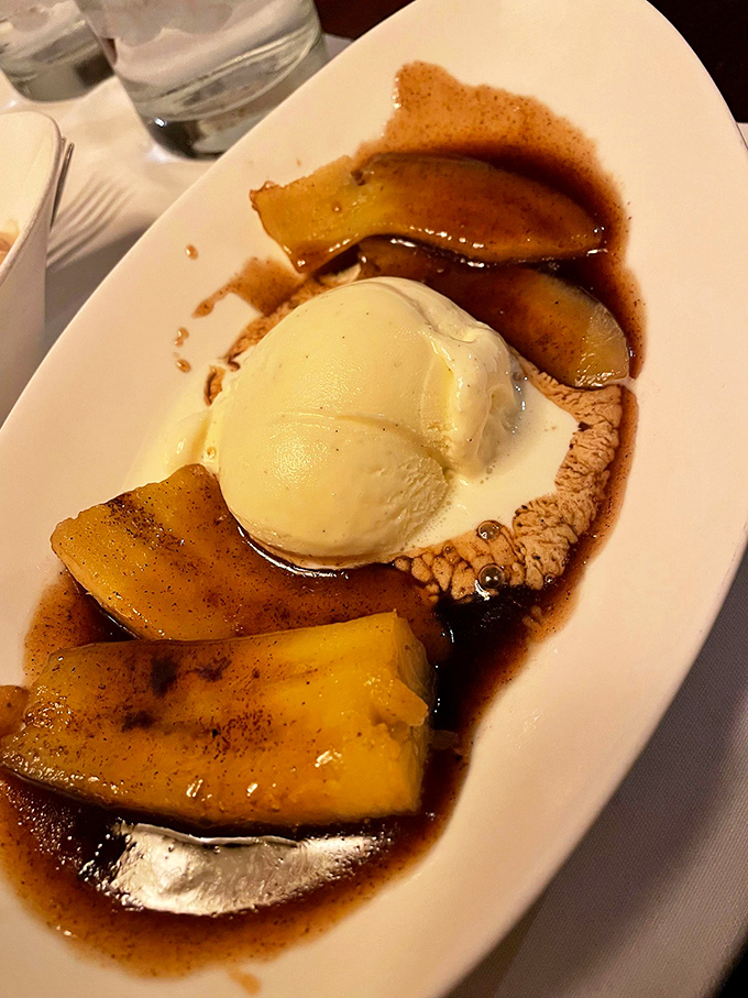 Bananas Foster &ndash; where fruit gets the VIP treatment. Caramelized bananas lounging in a pool of sauce with ice cream playing the role of cool companion.