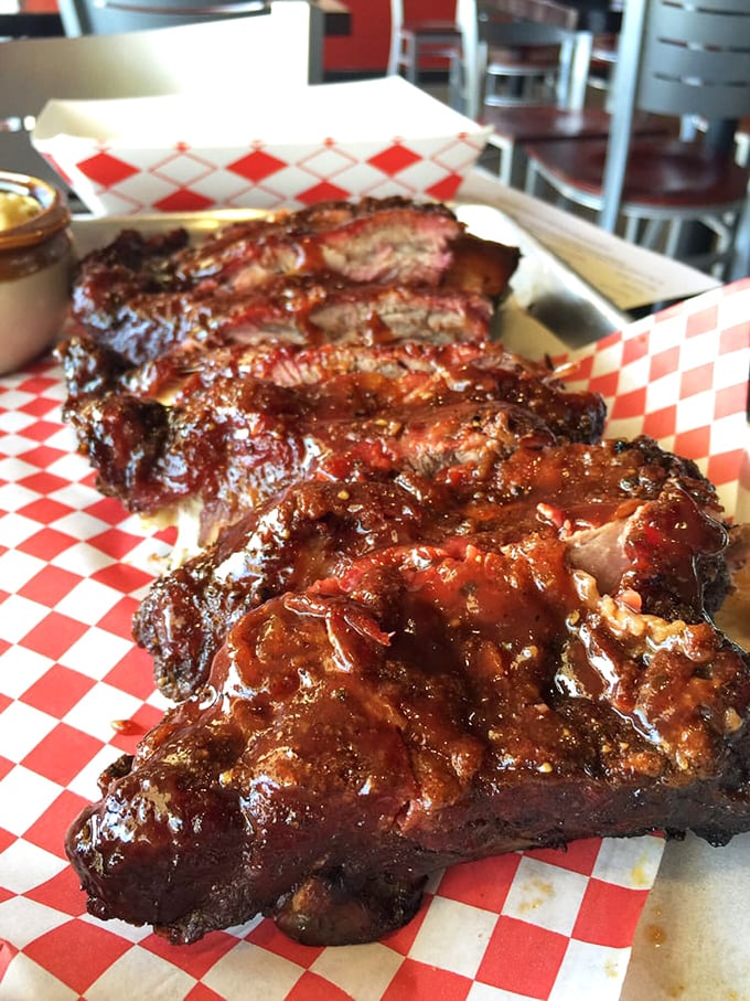 These ribs don't just fall off the bone&mdash;they practically leap into your mouth. The glossy, caramelized exterior is barbecue's equivalent of a Hollywood red carpet.