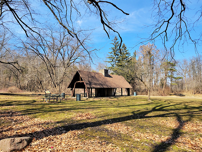 This rustic shelter at Big Hill Park has witnessed countless family gatherings, a testament to simple pleasures that never go out of style.