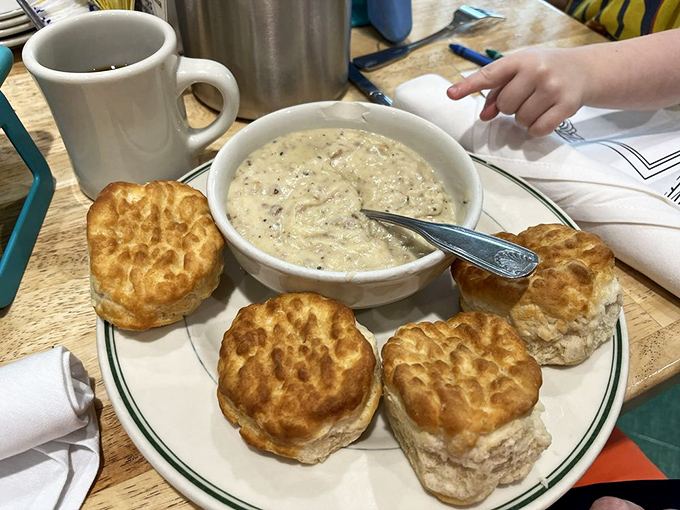 These aren't your average biscuits&mdash;they're cloud-like vessels for gravy transportation. Southern comfort food that gives grandma's recipe a run for its money.
