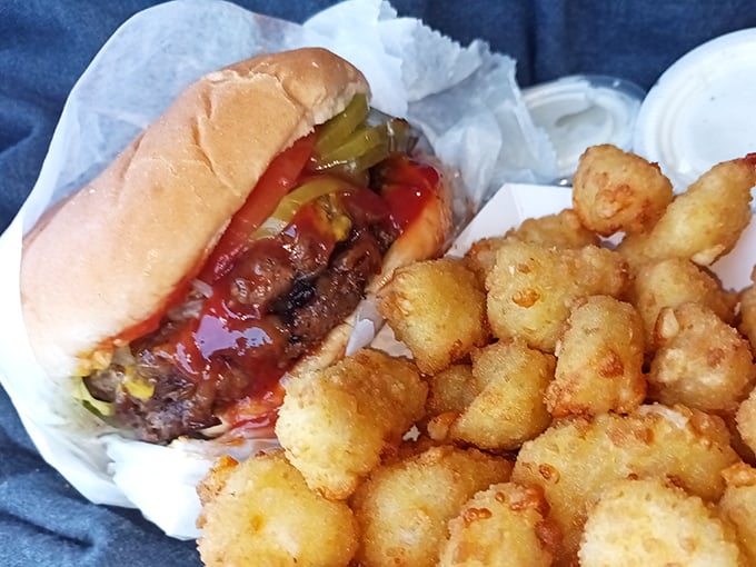 When regular beef just won't cut it, Clyde's answers with bison. This burger looks like it could tell stories about the Great Plains.