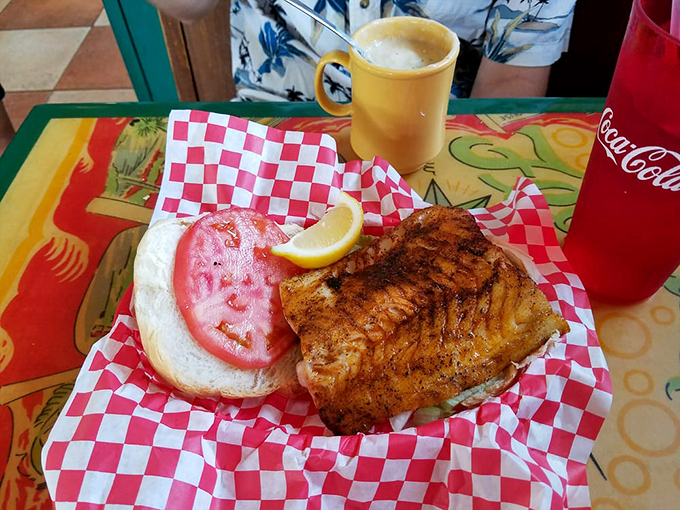 Blackened seasoning brings the heat while the tomato adds a cool counterpoint. This sandwich doesn't need fancy to be fantastic.